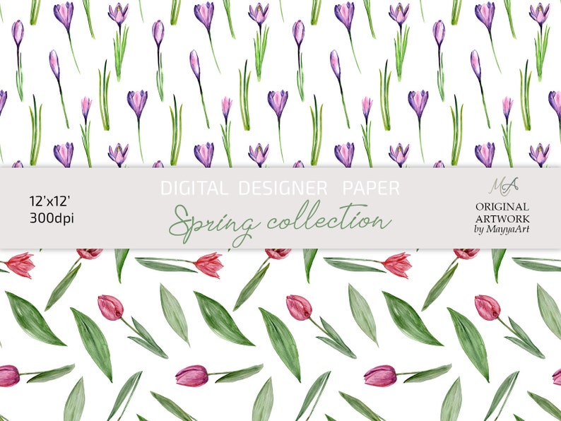 Spring Digital Paper With Watercolor Texture, Farmhouse Spring and ...