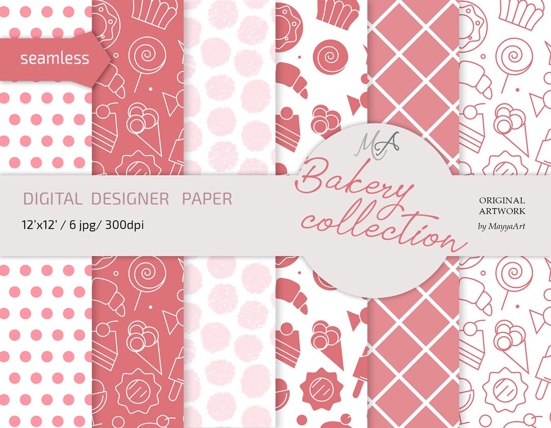 Happy Baking Digital Paper 12x12 Digital Paper in Pink and Purple ...