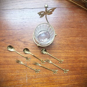 Decorative Glass Utensil Holder Set With 6 Decorative Spoon and Forks ...