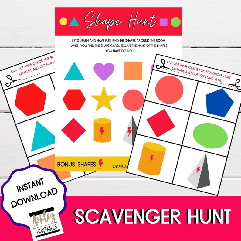 Printable Scavenger Hunt Shapes Edition toddler Pre-k - Etsy