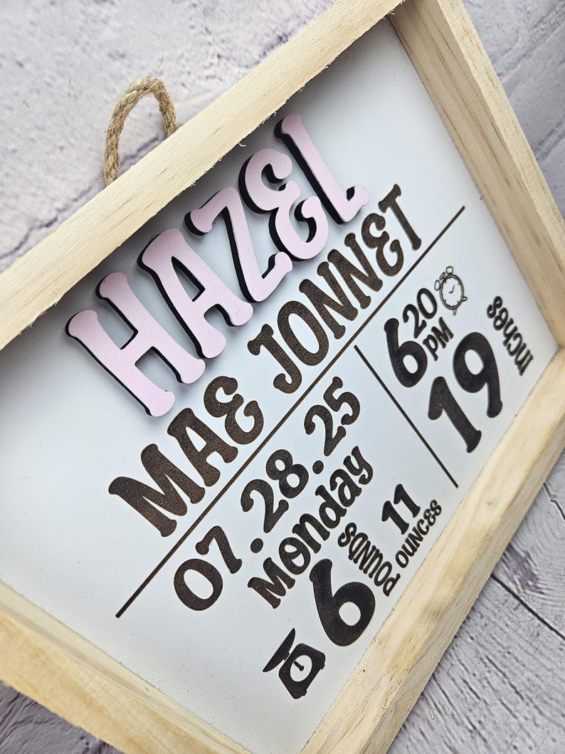Custom Nursery Sign, Custom Birth Statistics Wood Sign, Baby Name Sign ...