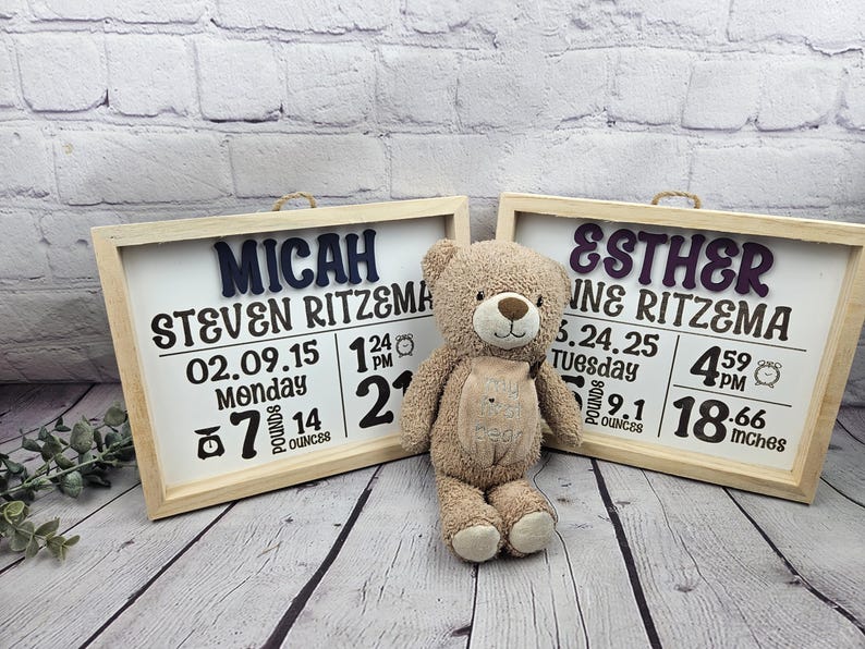 Custom Nursery Sign, Custom Birth Statistics Wood Sign, Baby Name Sign ...