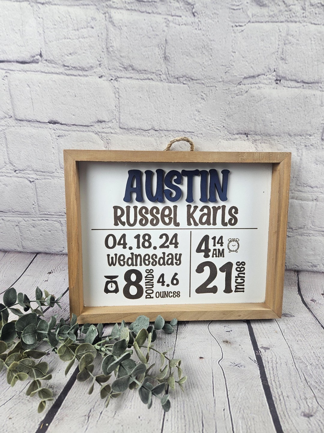 Custom Nursery Sign, Custom Birth Statistics Wood Sign, Baby Name Sign ...