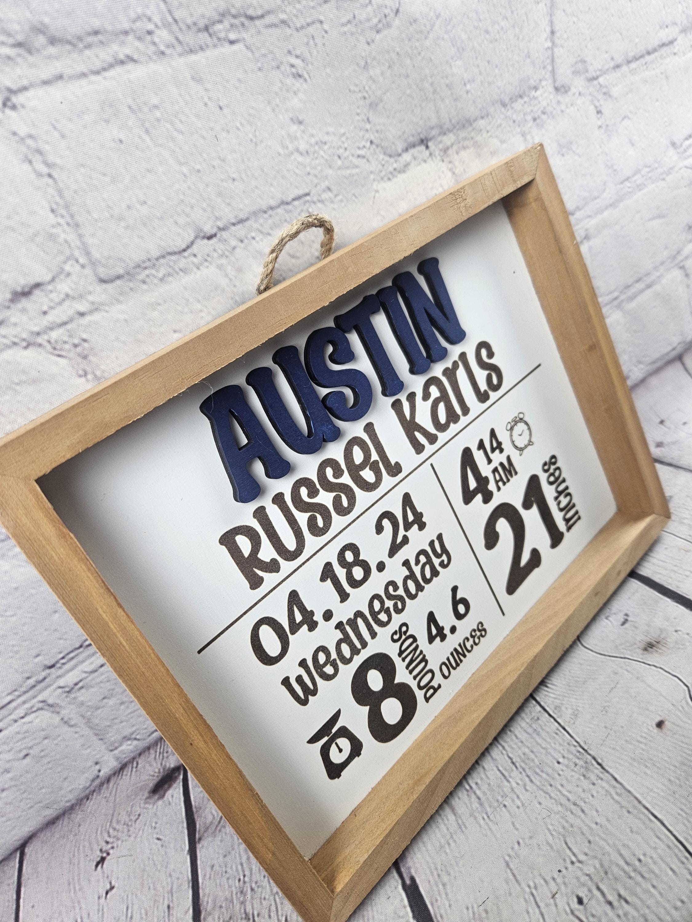 Custom Nursery Sign, Custom Birth Statistics Wood Sign, Baby Name Sign ...