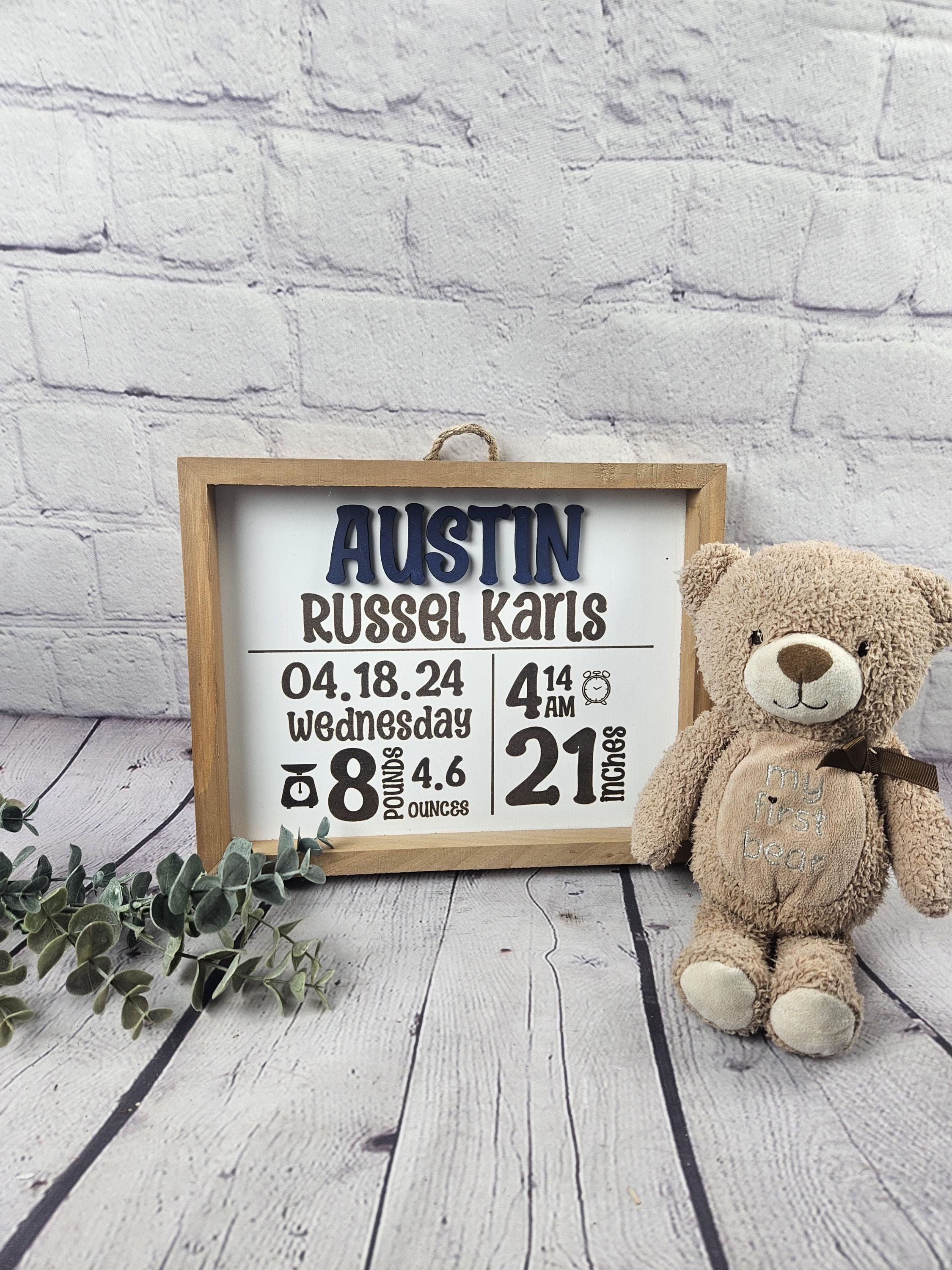 Custom Nursery Sign, Custom Birth Statistics Wood Sign, Baby Name Sign ...
