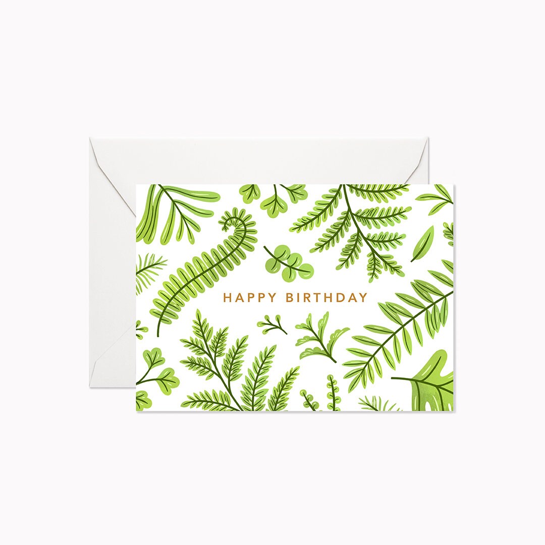 Summer Ferns Happy Birthday | Mini Card - Etsy