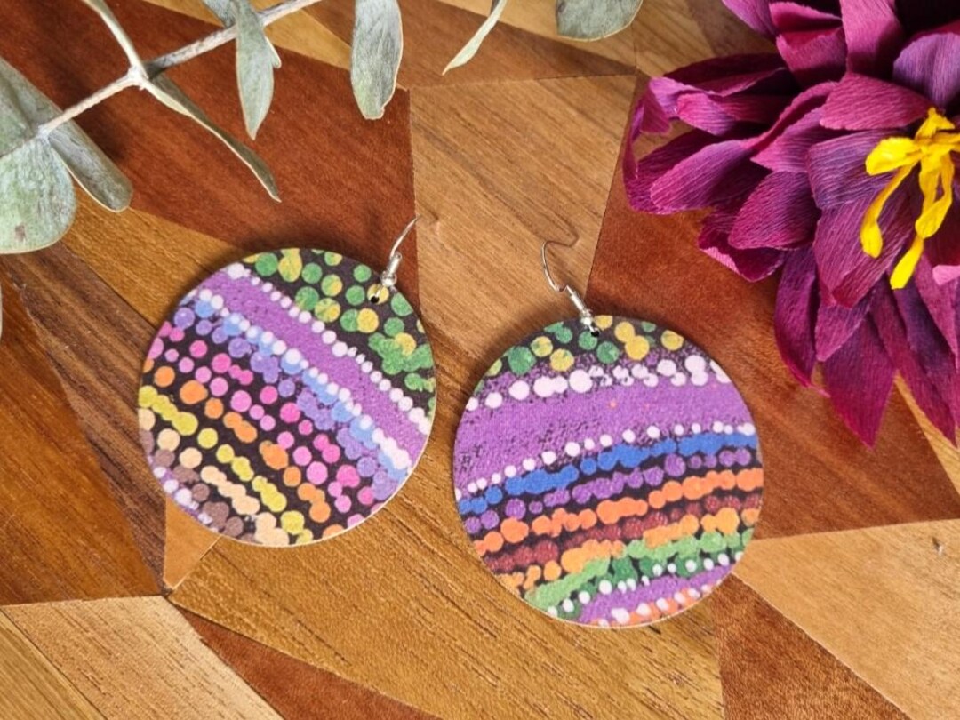 Hand-made Aboriginal Art Paper Circle Earrings Indigenous Australia ...
