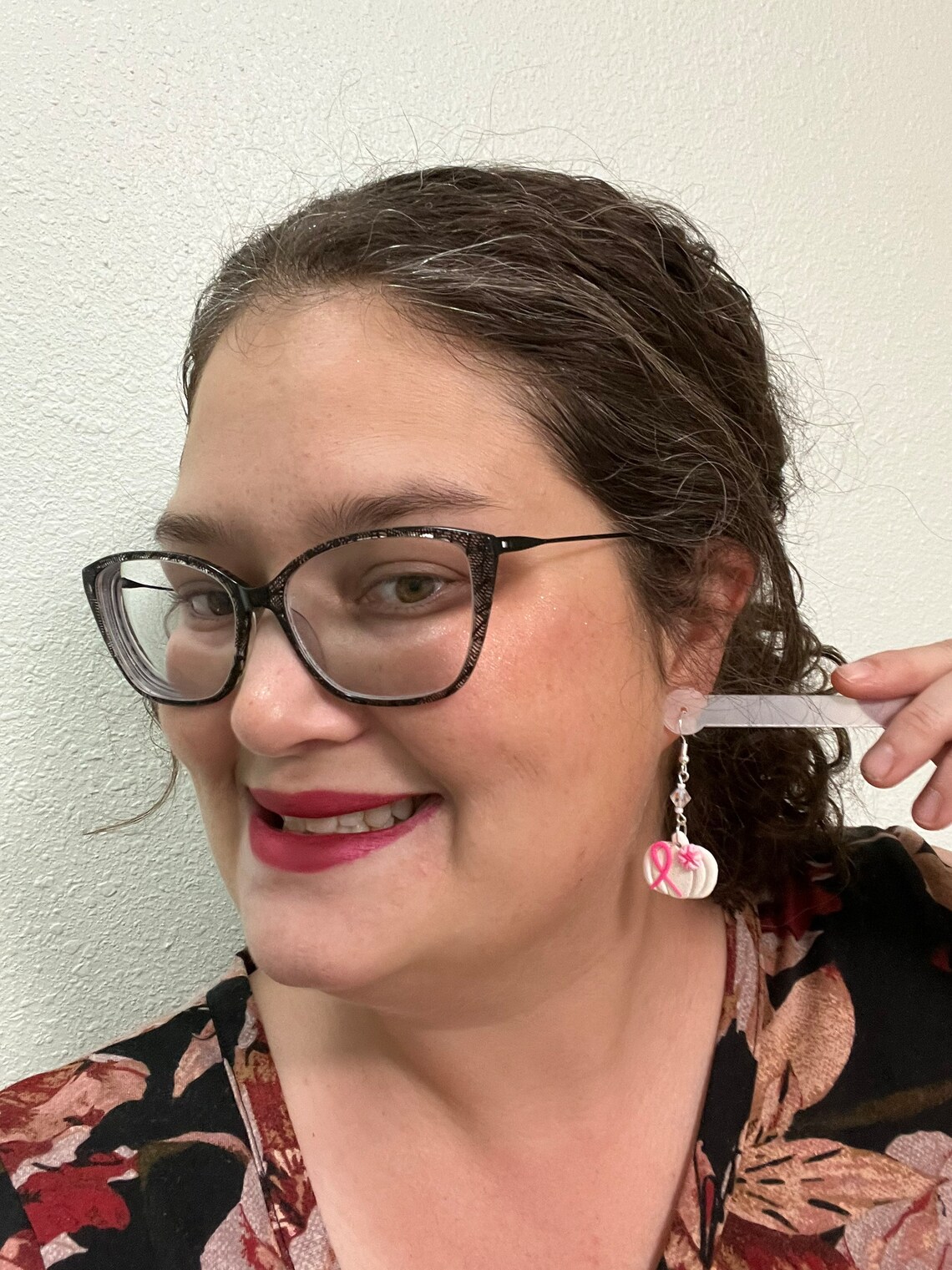 Pink Ribbon Pumpkin Dangles Breast Cancer Awareness - Etsy