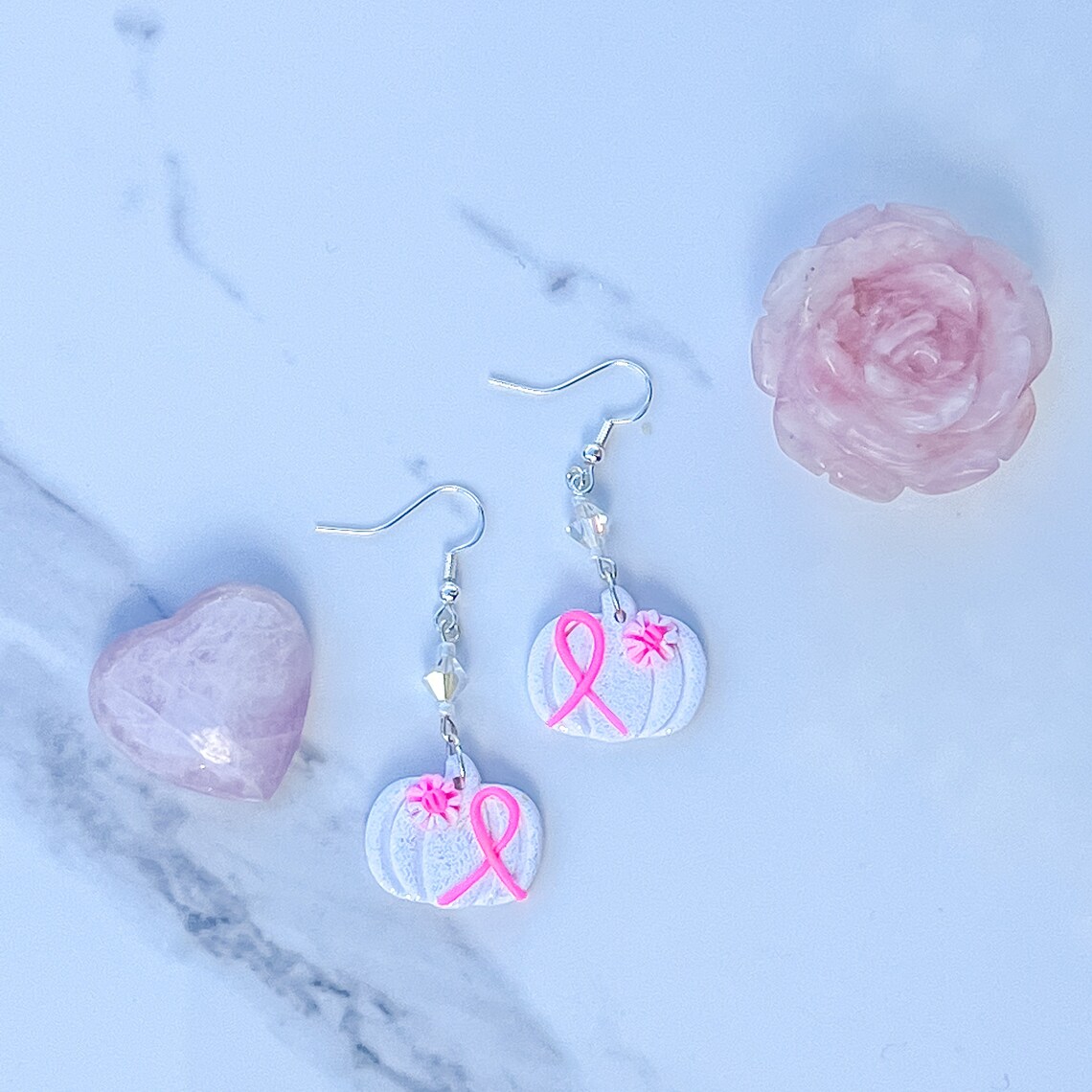 Pink Ribbon Pumpkin Dangles Breast Cancer Awareness - Etsy