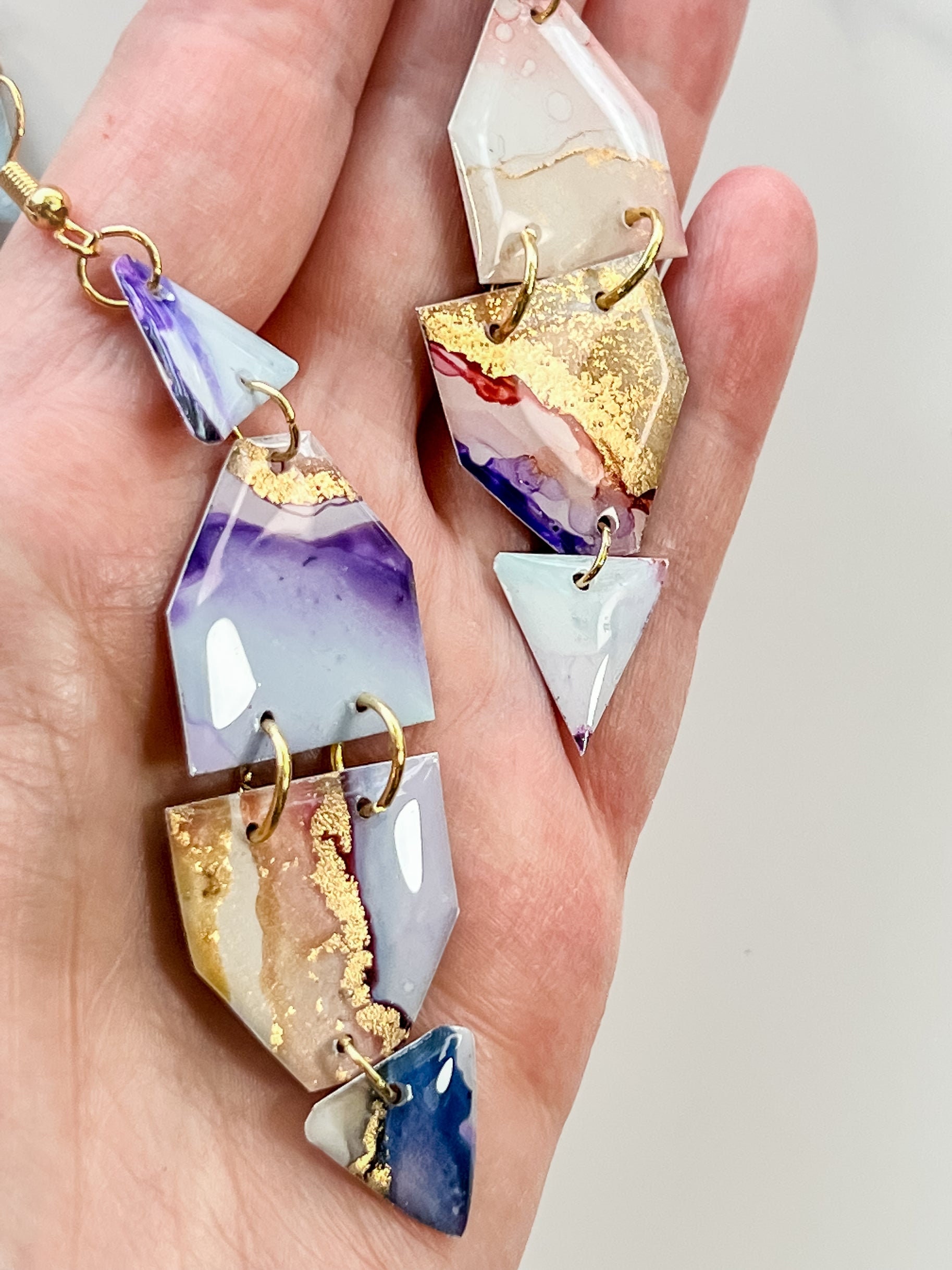 Alcohol Ink Earrings: Deco Daggers and Teardrops - Etsy