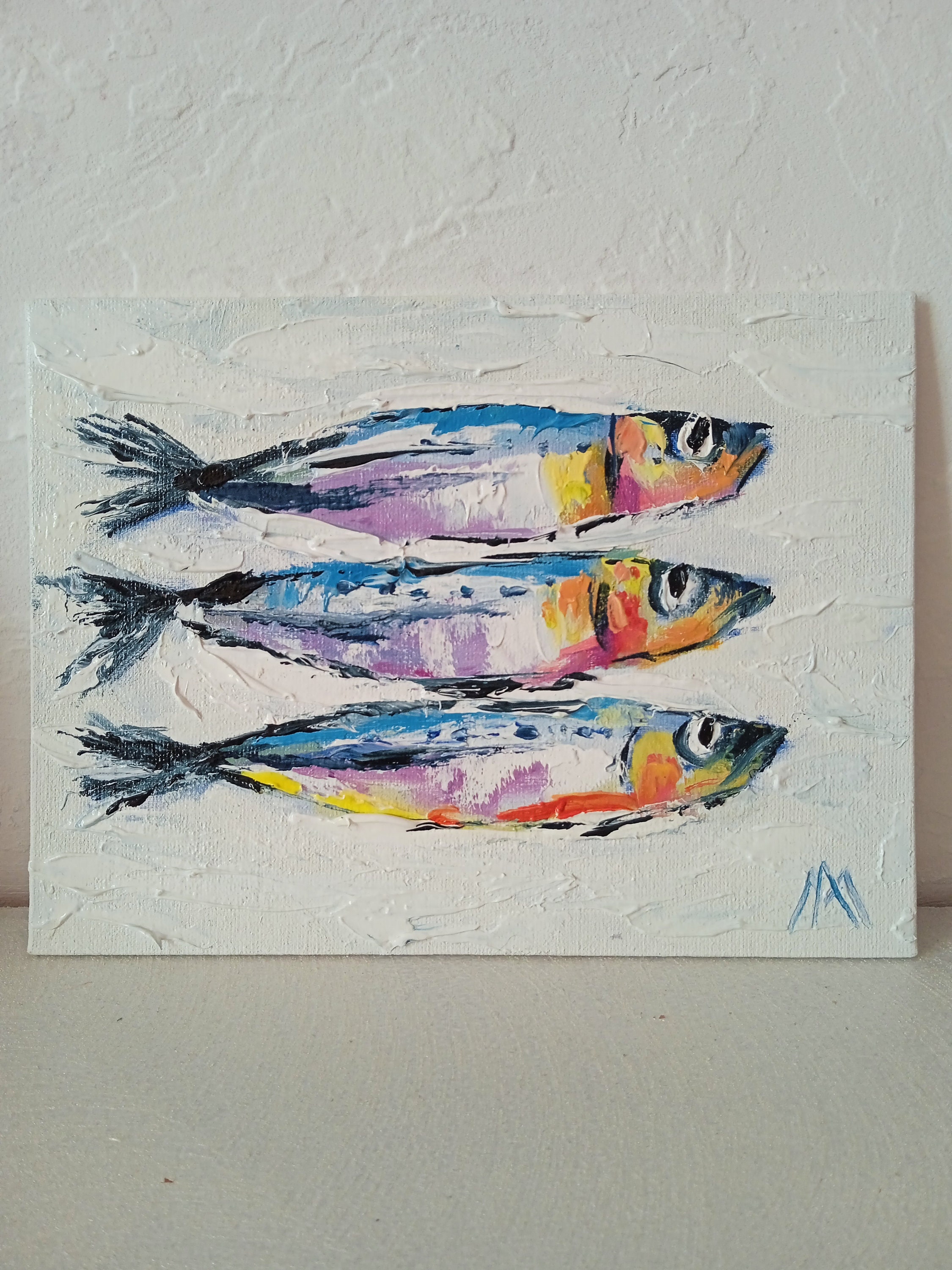 Sardine Painting Original Art Kitchen Artwork Fish Painting - Etsy