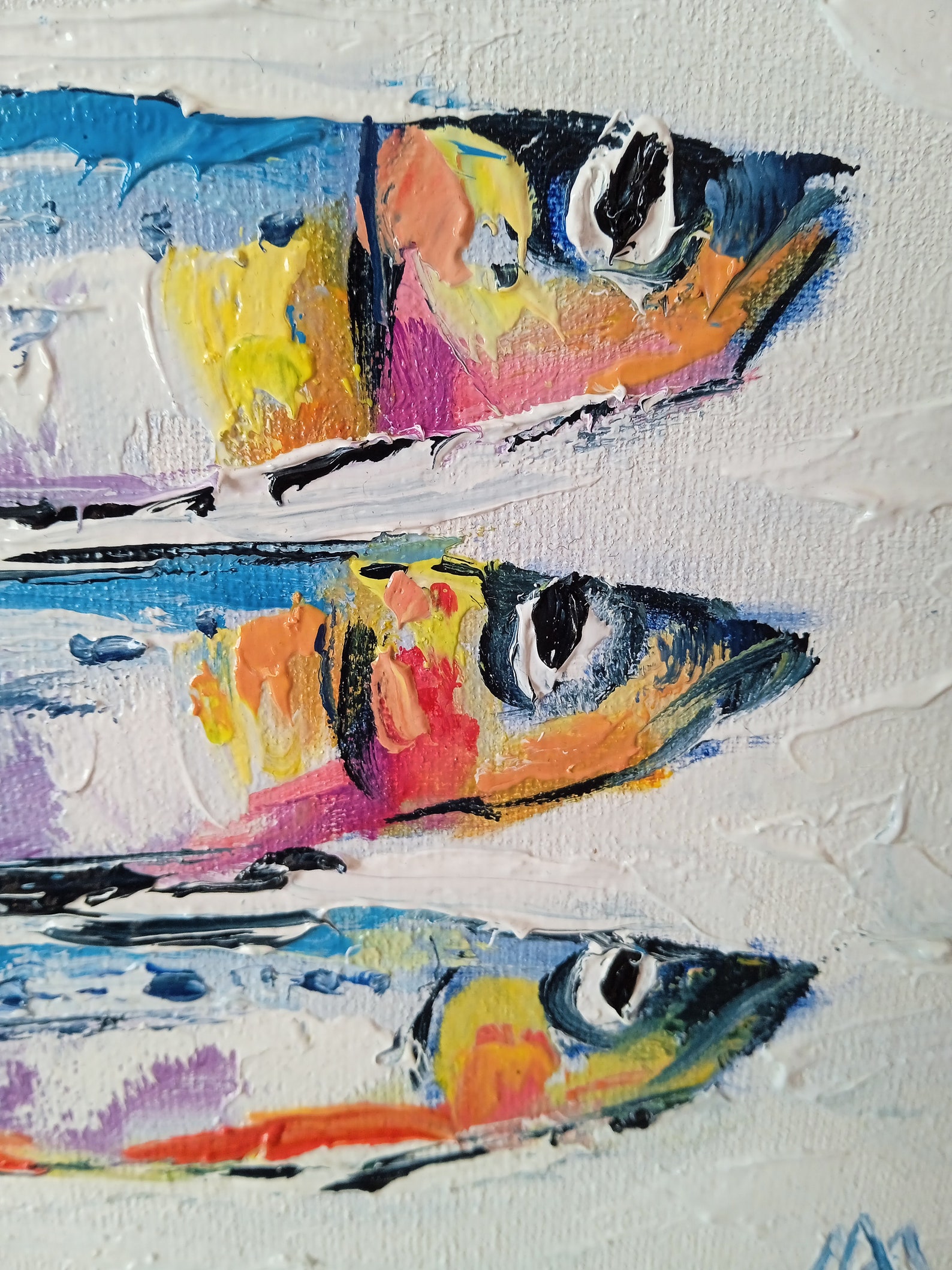 Sardine Painting Original Art Kitchen Artwork Fish Painting - Etsy