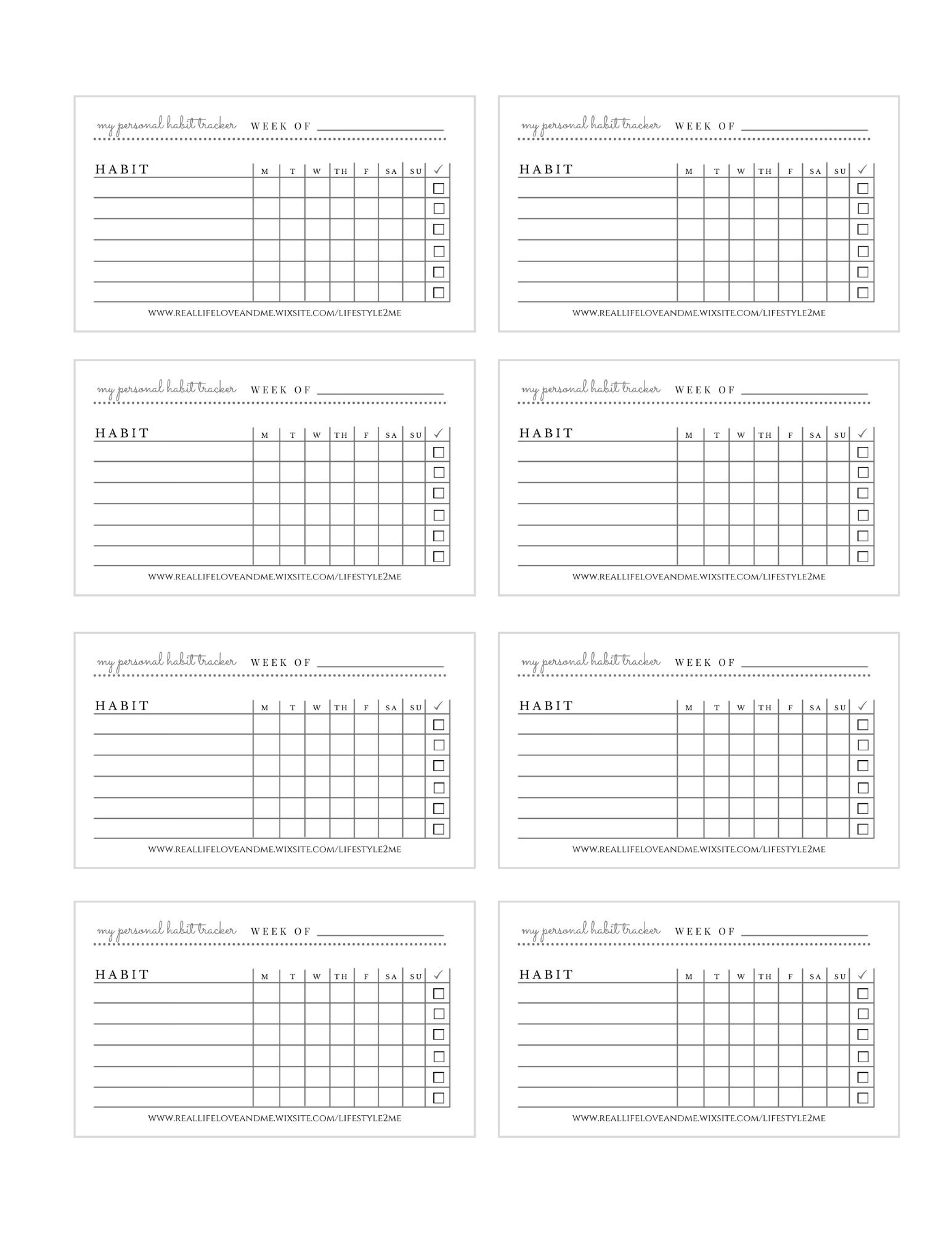 DIGITAL PRINTABLE Habit Tracker Cards - Etsy