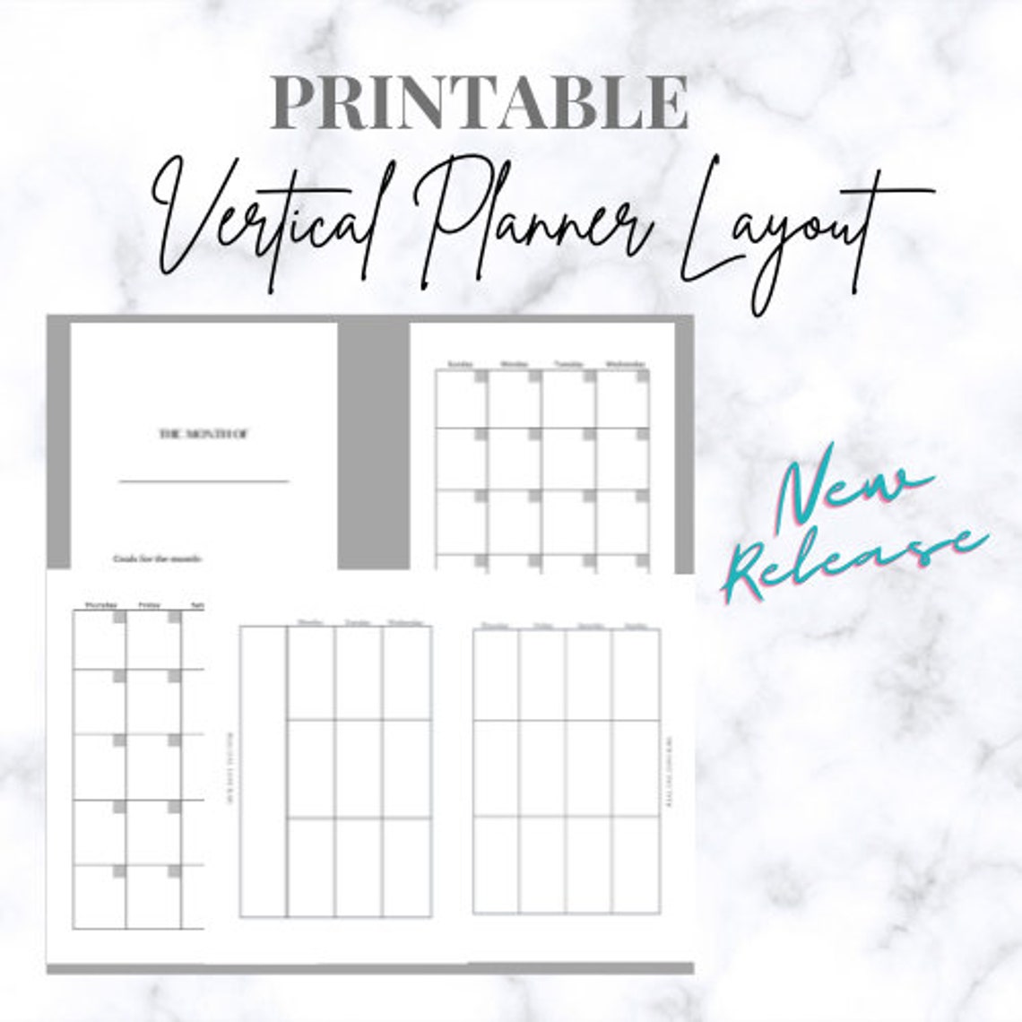 Undated Planner Printable Vertical Planner Layout classic Planner Size ...