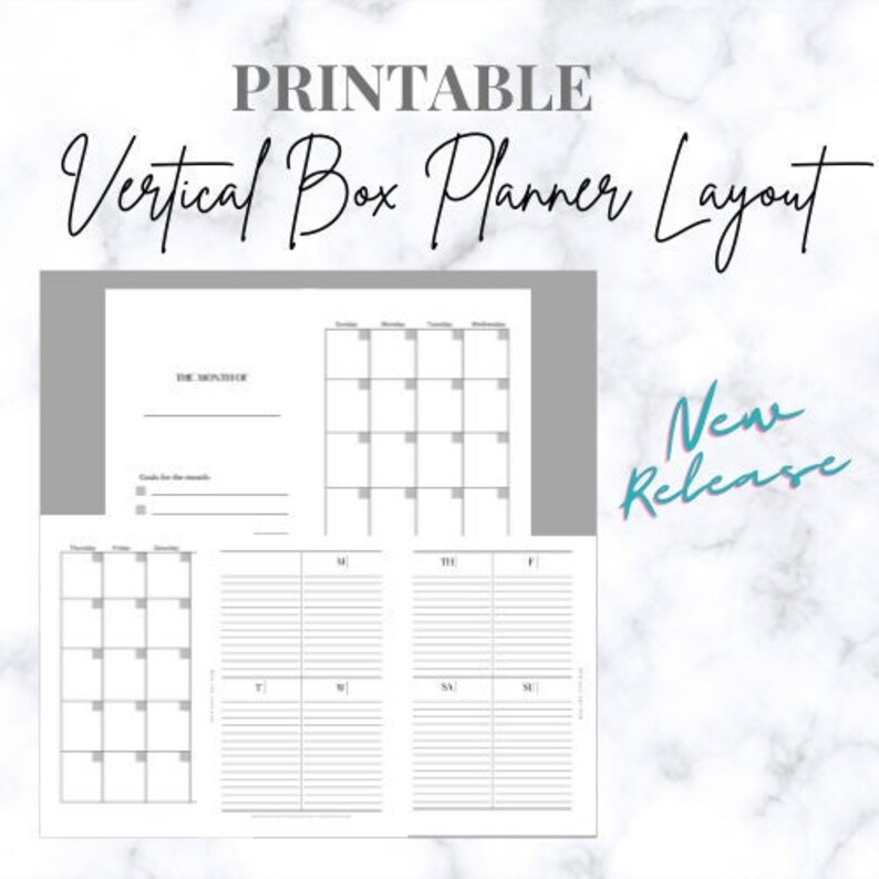 Undated Planner Printable Vertical Box Planner Layout classic Planner ...