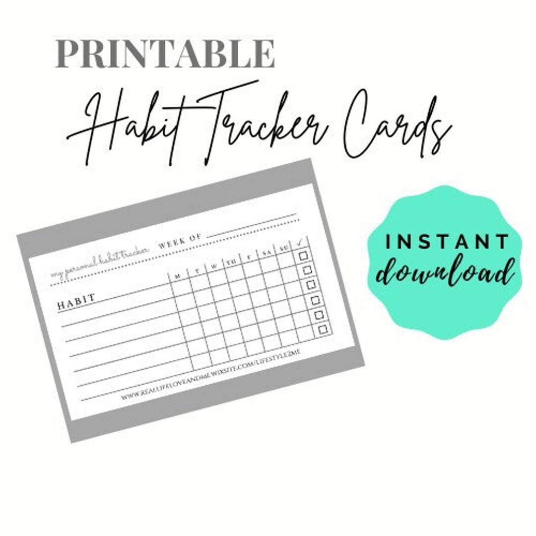 DIGITAL PRINTABLE Habit Tracker Cards - Etsy