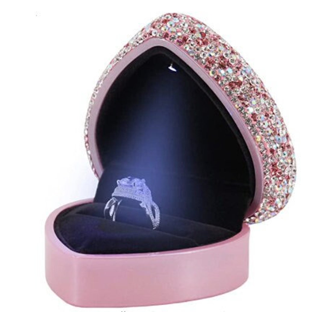 Various Colors LED Heart Ring Box Swarovski Rhinestone Box Luxury Bling ...