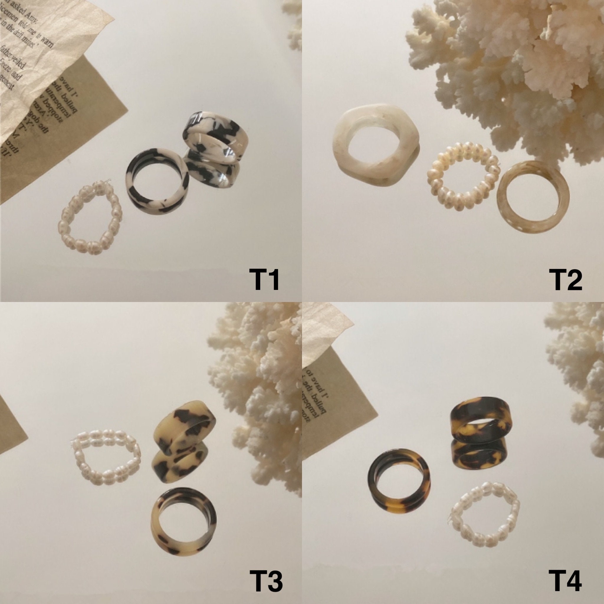 Acrylic Ring Set Acetate Resin Stacking Rings Chunky Rings | Etsy