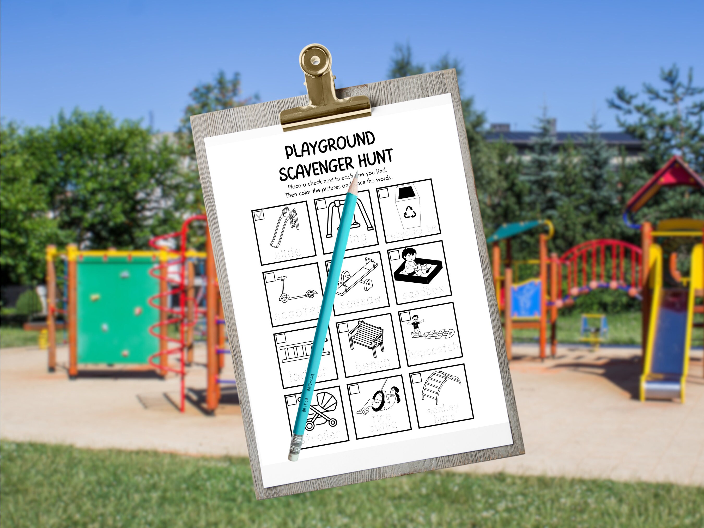 Outdoor Scavenger Hunt Bundle, 3 Printable Checklists, Trace and Color ...