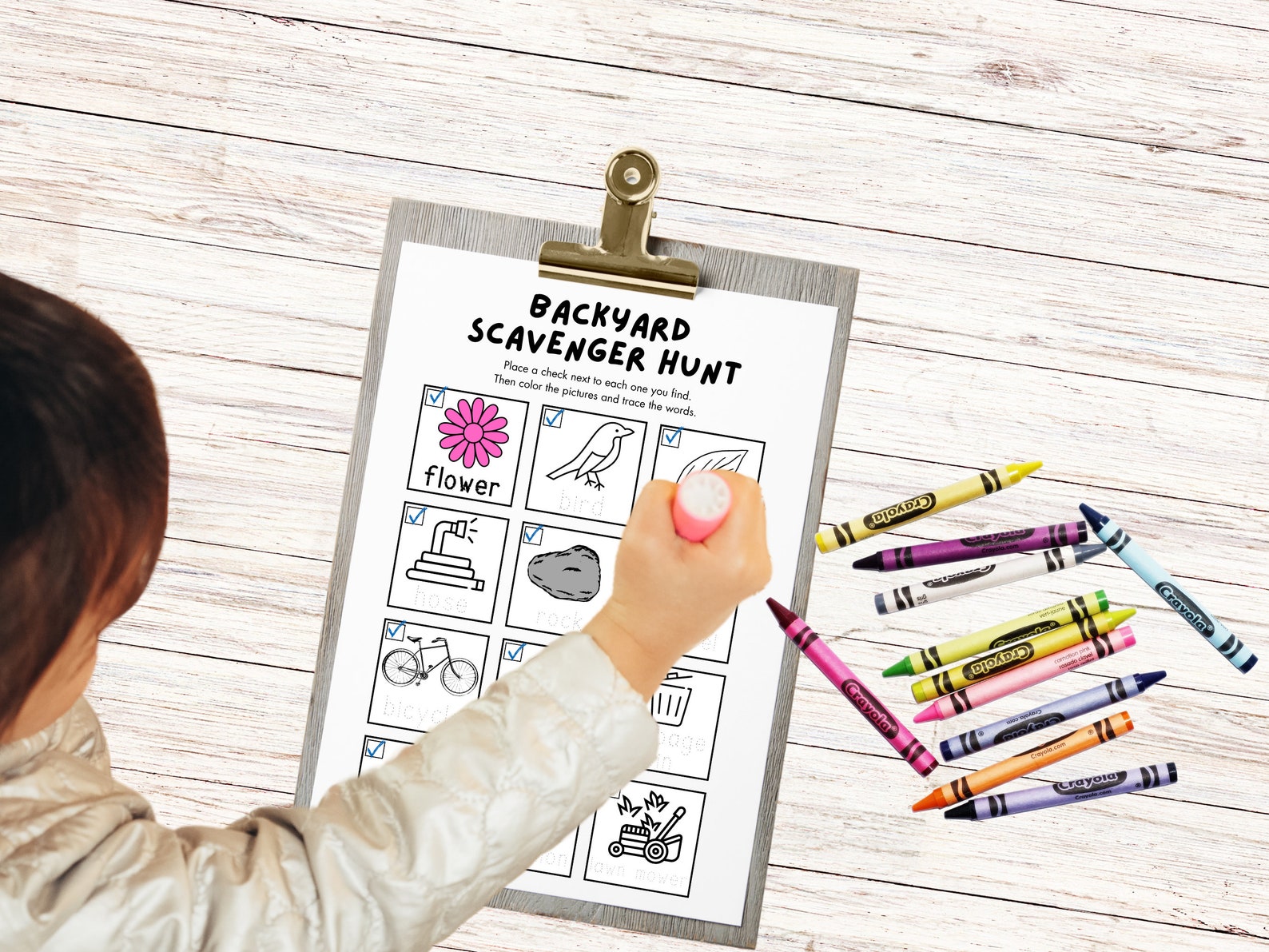 Outdoor Scavenger Hunt Bundle, 3 Printable Checklists, Trace and Color ...