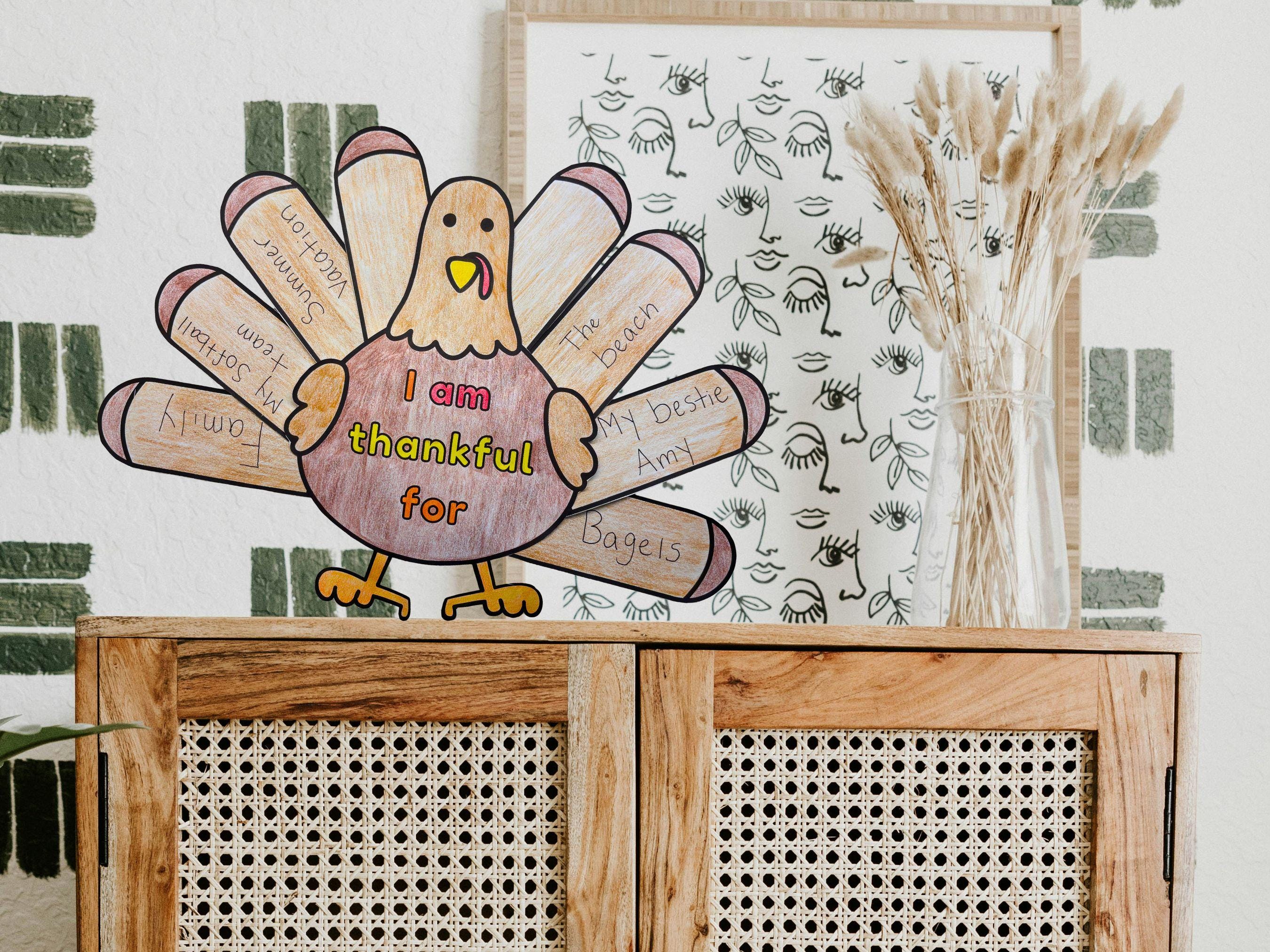 Thankful Turkey Craft, Thanksgiving Crafts for Kids, Build a Turkey ...