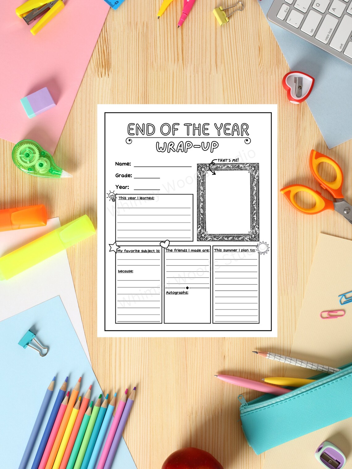 End of the Year Reflection Worksheet for Kids, Writing Activity ...