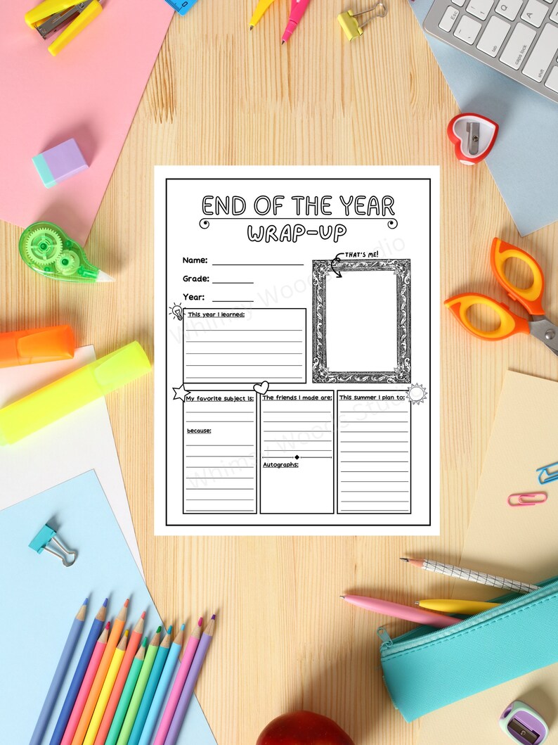 End of the Year Reflection Worksheet for Kids, Writing Activity ...