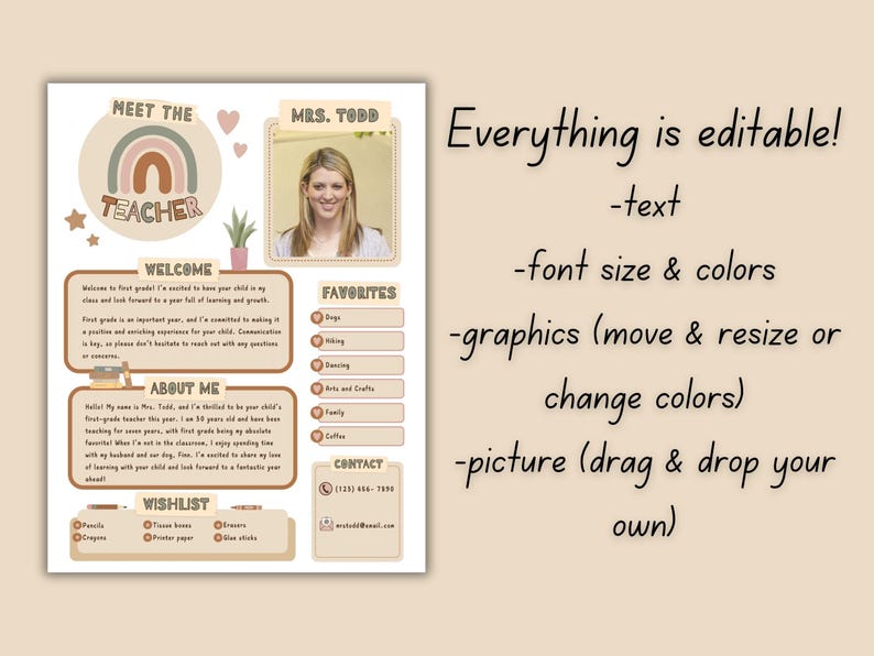 Meet the Teacher Template, Meet the Teacher Boho, Teacher Canva ...
