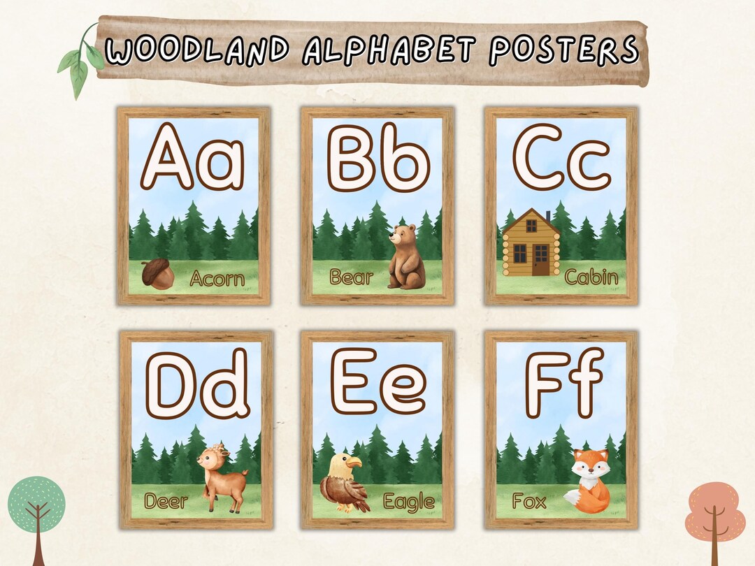 Woodland Alphabet Posters, Woodland Theme Classroom Decor, Alphabet ...