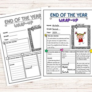 End of the Year Reflection Worksheet for Kids, Writing Activity ...
