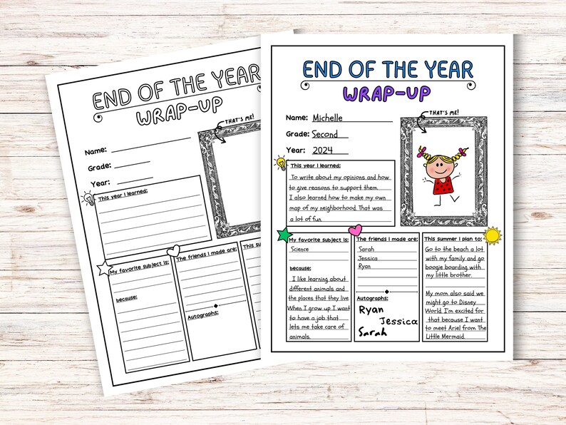 End of the Year Reflection Worksheet for Kids, Writing Activity ...