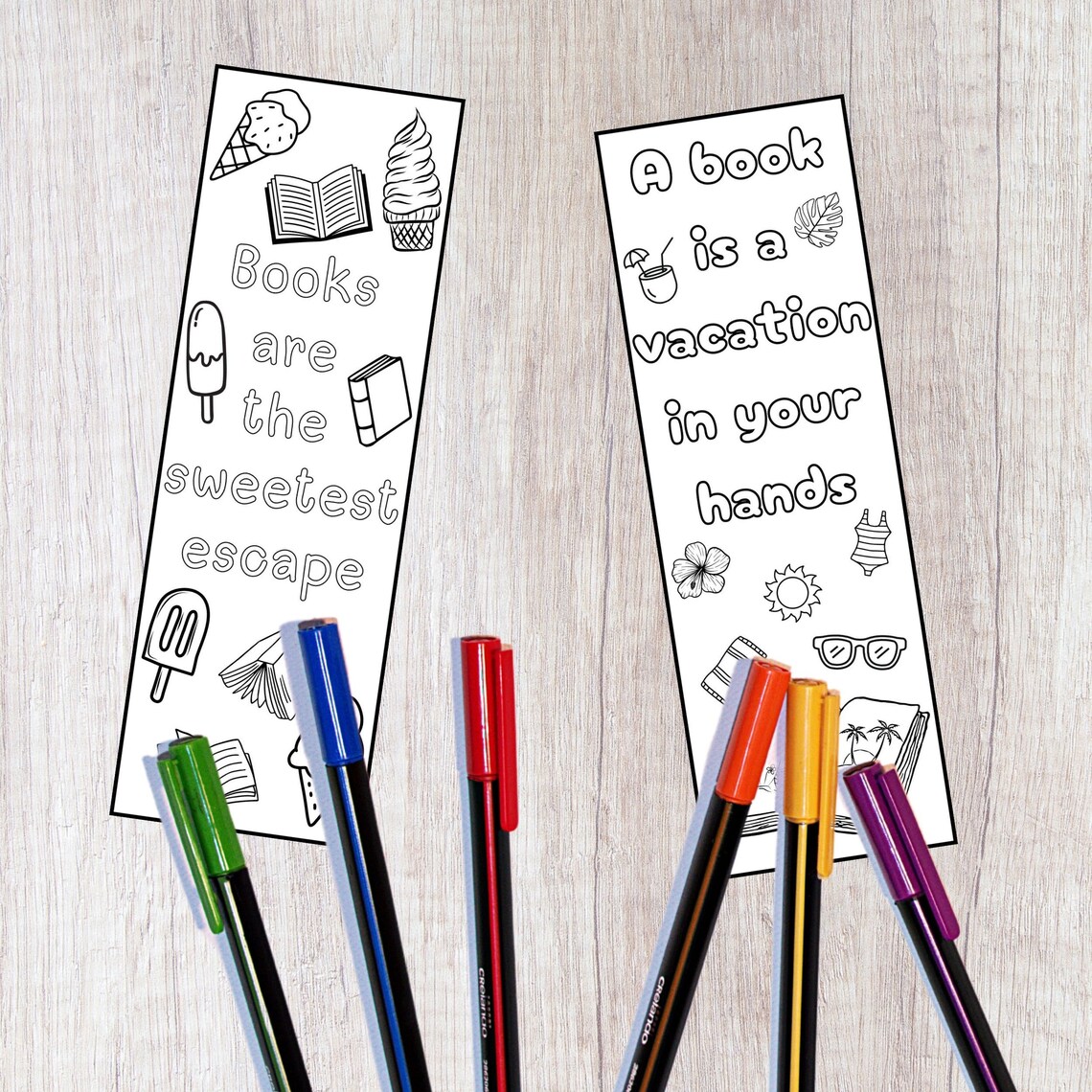10 Summer Printable Coloring Bookmarks for Kids, Summer Activities ...