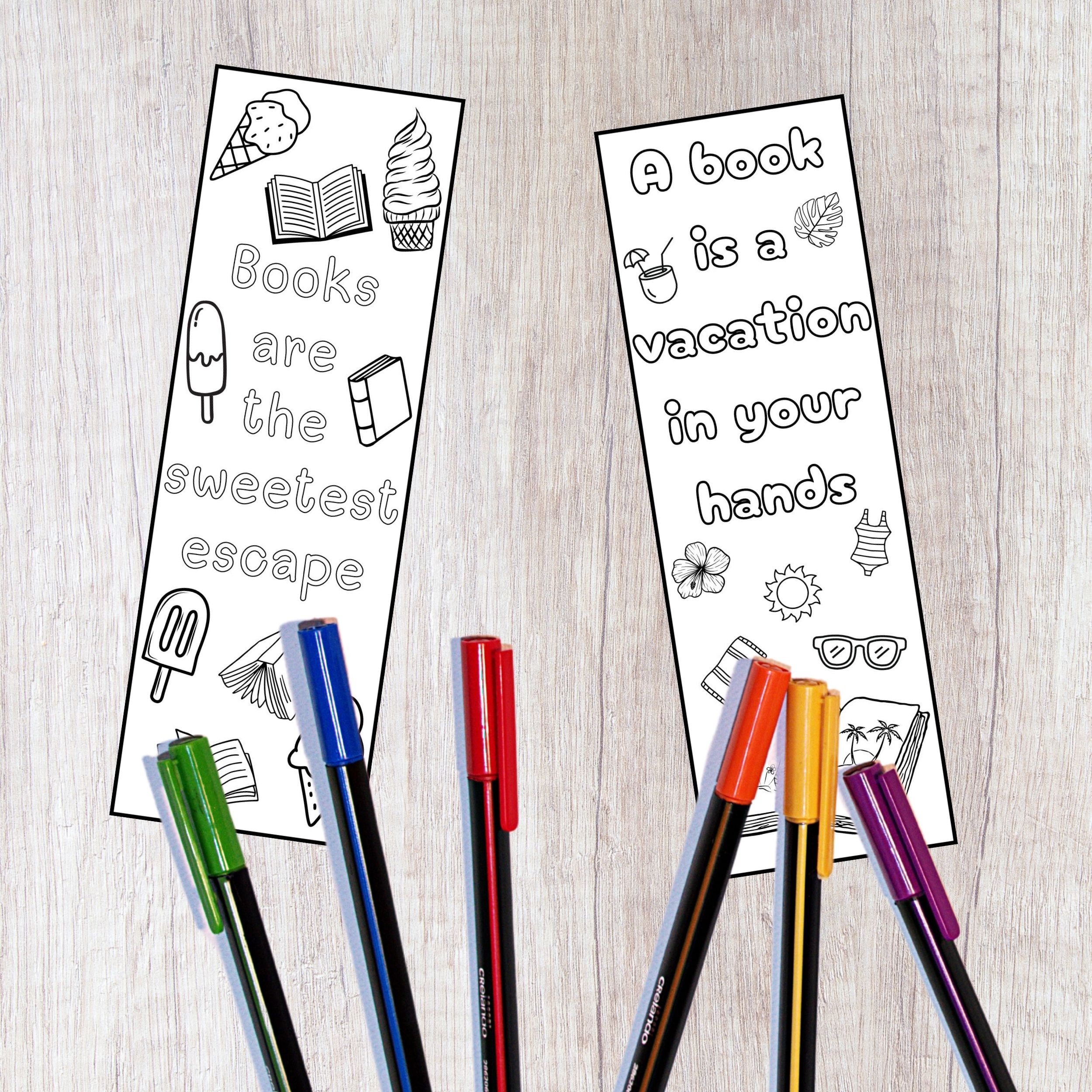 10 Summer Printable Coloring Bookmarks for Kids, Summer Activities ...