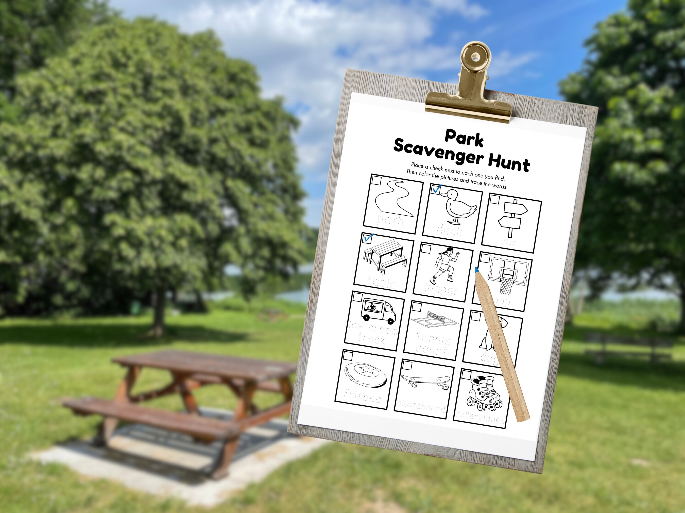 Outdoor Scavenger Hunt Bundle, 3 Printable Checklists, Trace and Color ...
