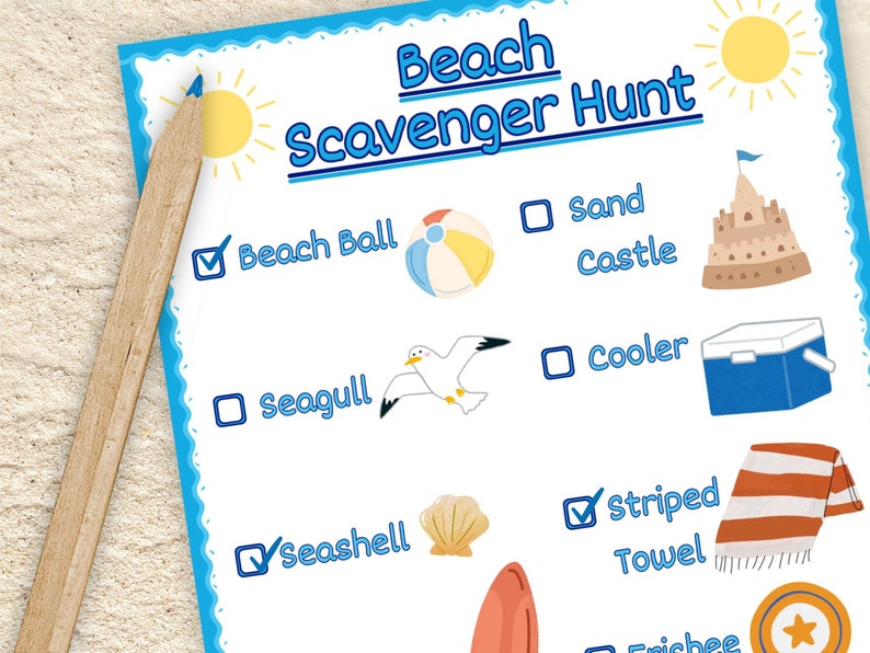 Summer Kids Beach Treasure Hunt Printable Games for Outdoor Fun - Etsy
