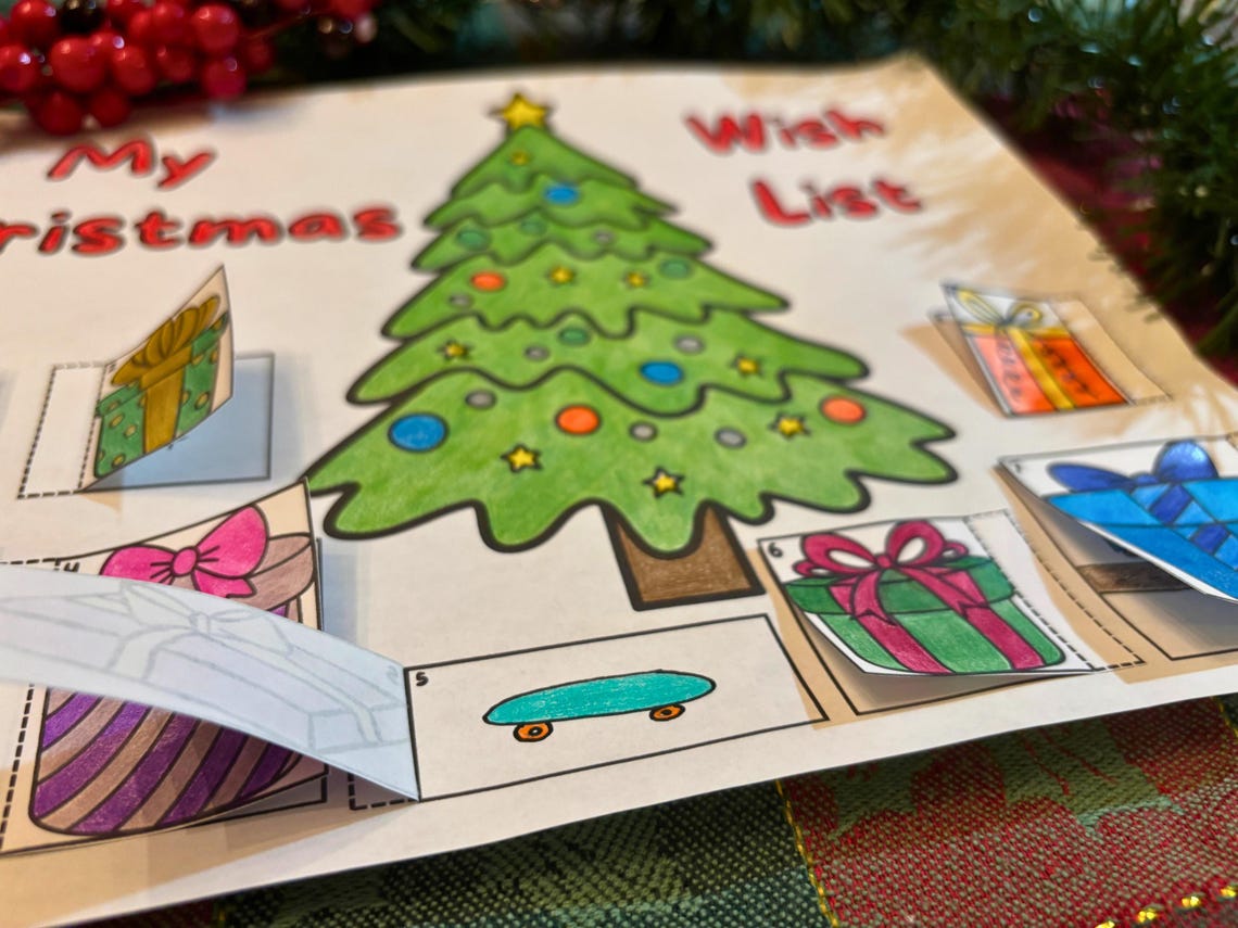 Christmas Wish List Printable, Christmas Craft Template, Winter Craft ...