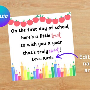 Happy First Day of School Gift Tag for Teacher, Back to School Teacher ...