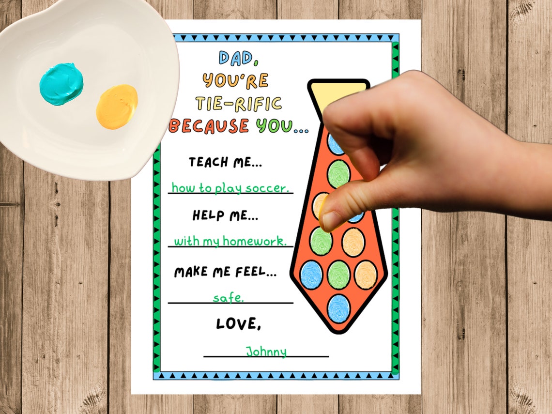 Father's Day Keepsake, Kid Thumbprint Art, Printable Craft for Pre-k ...