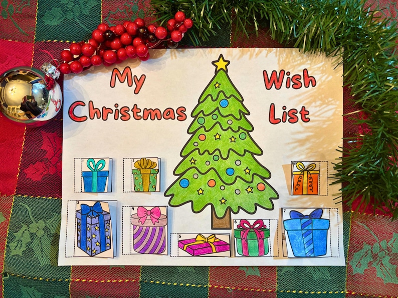 Christmas Wish List Printable, Christmas Craft Template, Winter Craft ...