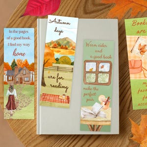 Fall Bookmarks Printable, Cottagecore Bookmark, Autumn Bookmark PNG ...