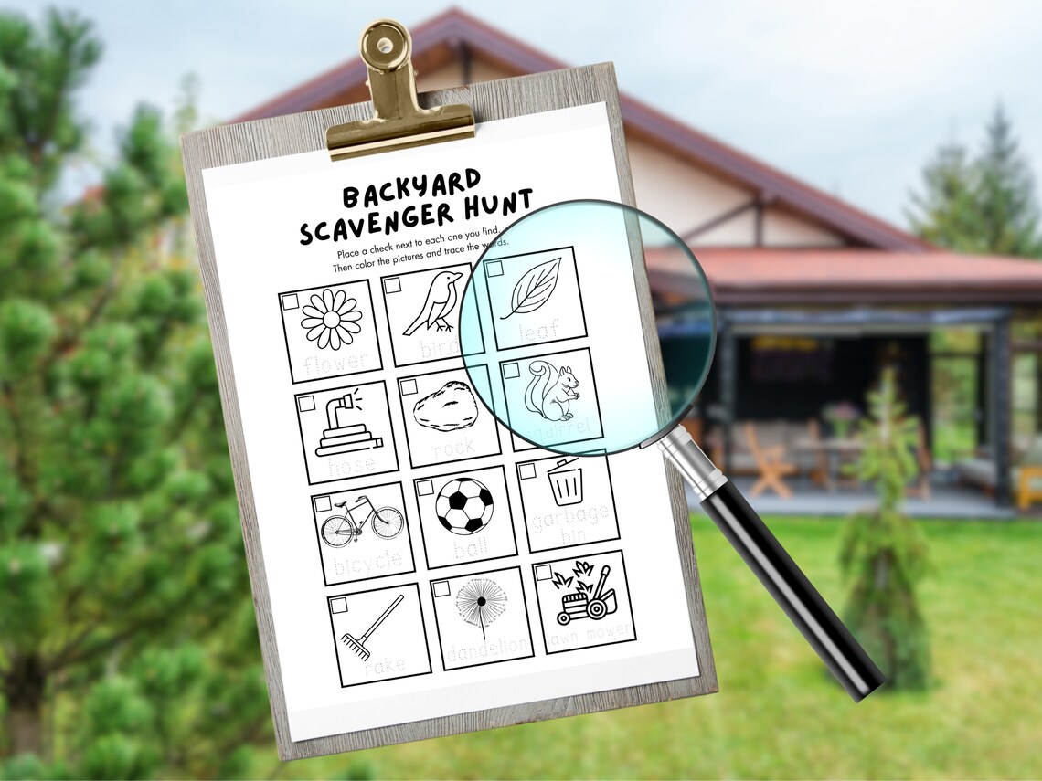 Outdoor Scavenger Hunt Bundle, 3 Printable Checklists, Trace and Color ...