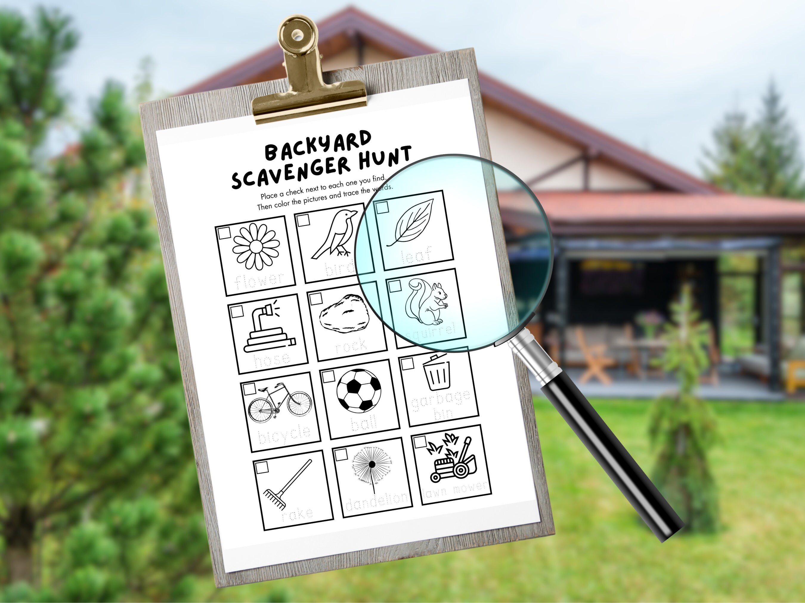 Outdoor Scavenger Hunt Bundle, 3 Printable Checklists, Trace and Color ...