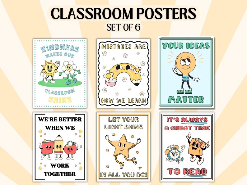 Retro Classroom Theme Posters, Groovy Classroom Posters, Class Decor ...