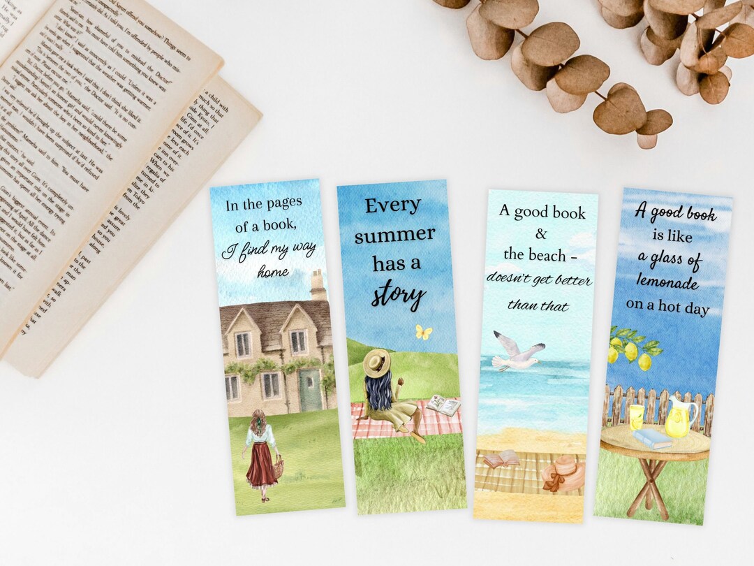Colorful Summer Bookmark Printables Set of 4 Designs, 2x6 Inch - Etsy