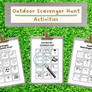 Outdoor Scavenger Hunt Bundle, 3 Printable Checklists, Trace and Color ...
