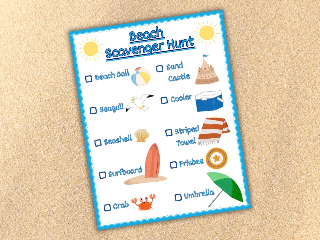 Summer Kids Beach Treasure Hunt Printable Games for Outdoor Fun - Etsy