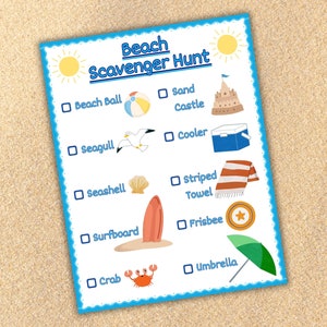 Summer Kids Beach Treasure Hunt Printable Games for Outdoor Fun - Etsy
