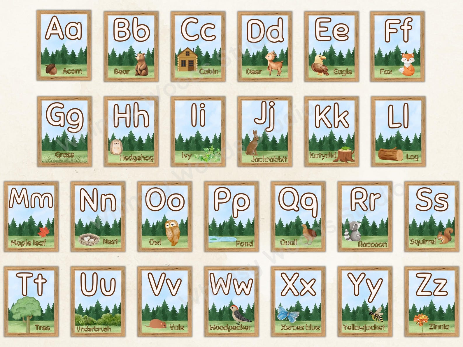 Woodland Alphabet Posters, Woodland Theme Classroom Decor, Alphabet ...