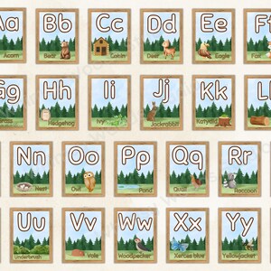 Woodland Alphabet Posters, Woodland Theme Classroom Decor, Alphabet ...