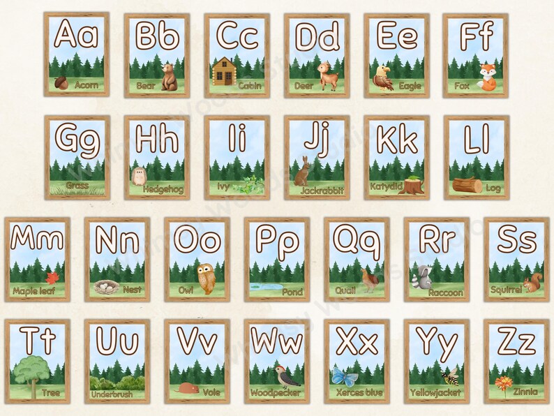 Woodland Alphabet Posters, Woodland Theme Classroom Decor, Alphabet ...